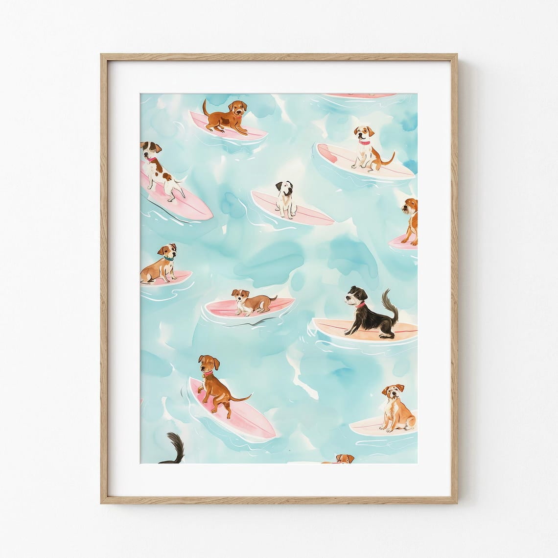 Whimsical Dog Surfer Show Fanciful Ocean Lover Art Fun Coastal Beach ...