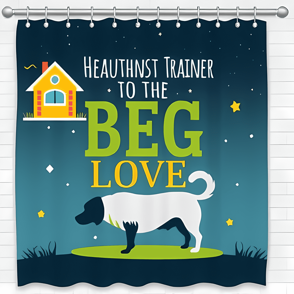 Whimsical Dog Trainer Shower Curtain - Cute Cartoon House & Night Sky ...