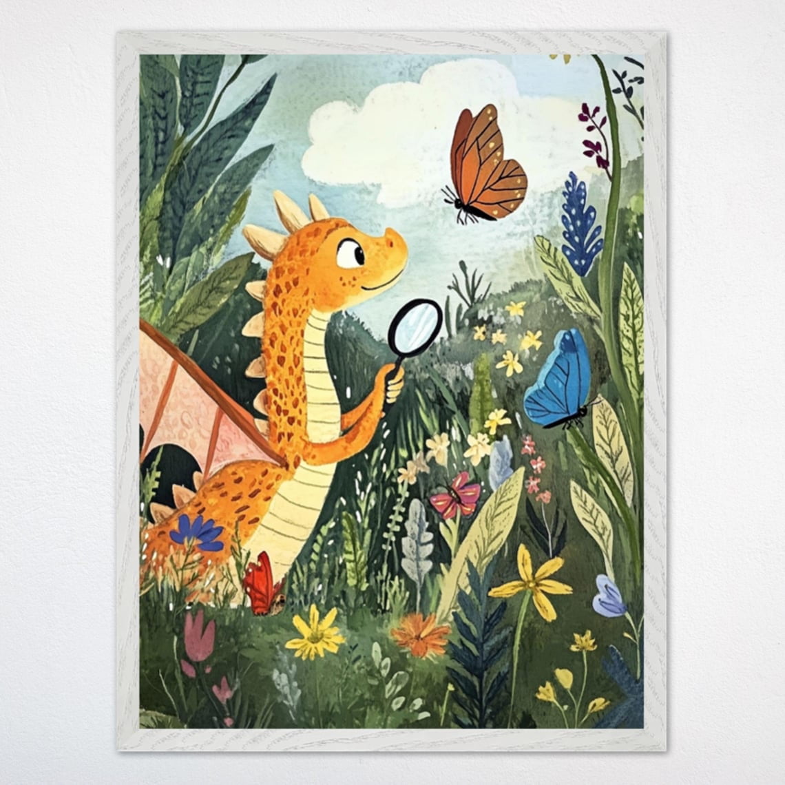 Whimsical Dragon Butterfly Framed Poster, Fantasy Dragon Nursery Wall ...