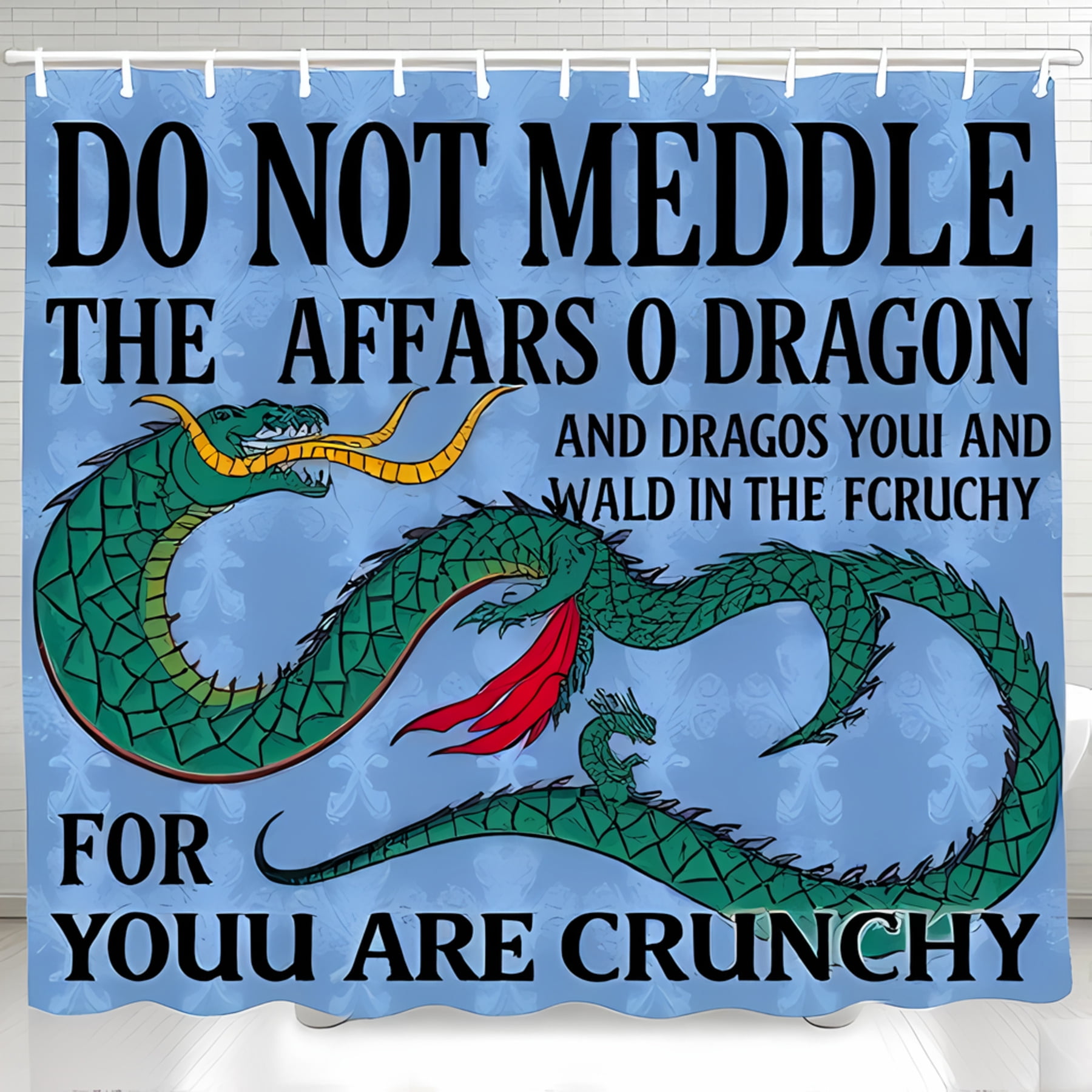 Whimsical Dragon Shower Curtain - Playful Intertwining Dragons with ...