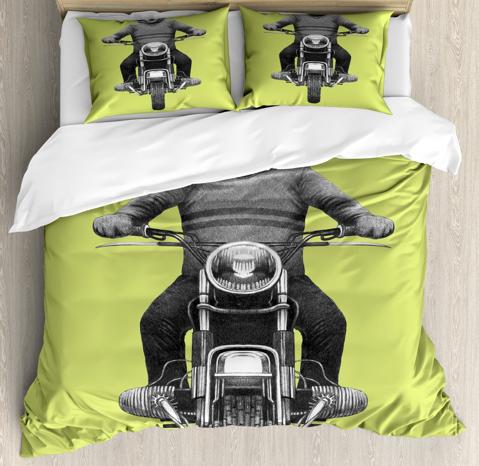 Whimsical Duvet Cover Set, Realistic Sketch Design of Funny Hipster ...