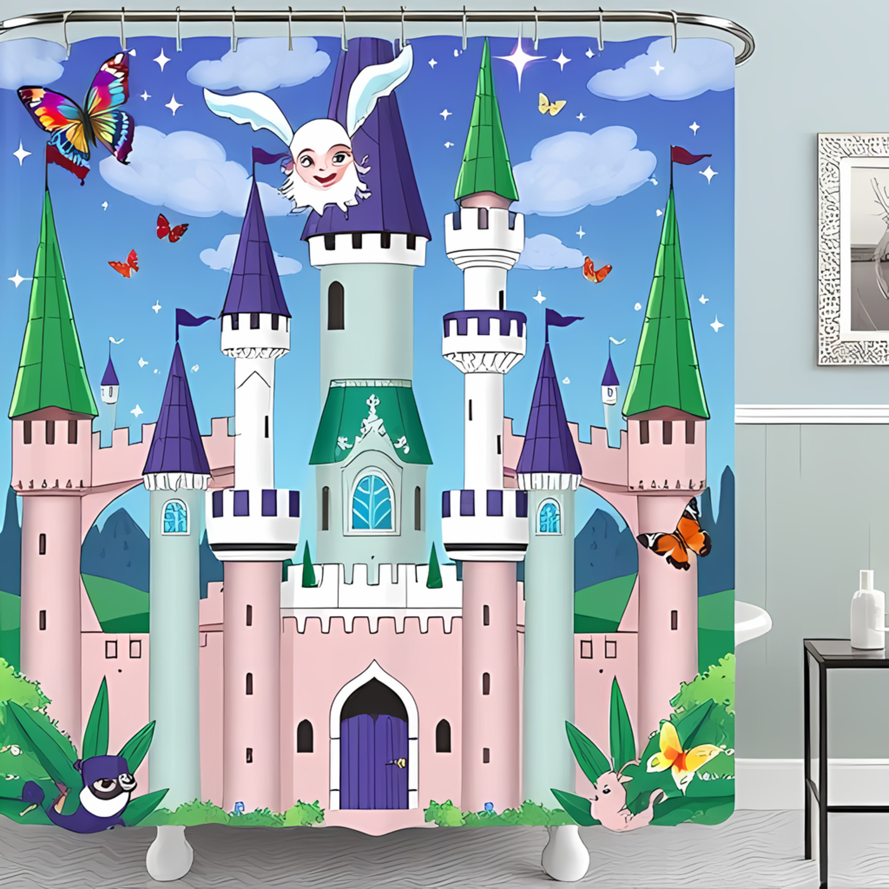 Whimsical Fairytale Castle Shower Curtain - Pastel Colors Magical ...