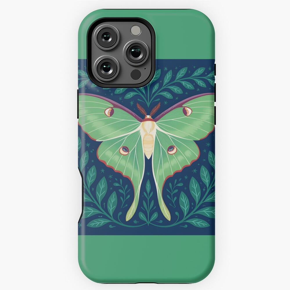 Whimsical Floral Luna Moth Night Sky Phone Case for iPhone 16 15 14 13 ...