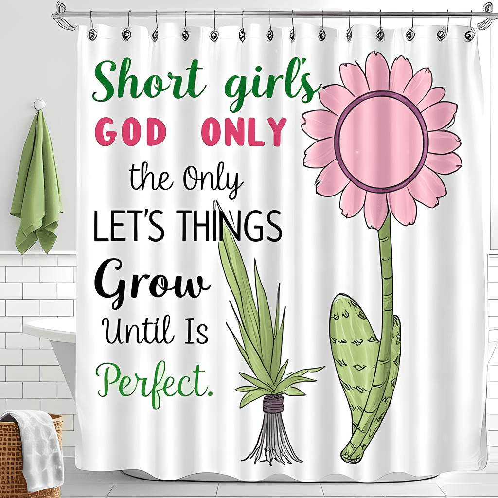 Whimsical Floral Shower Curtain with Inspirational Quotes - Bright ...