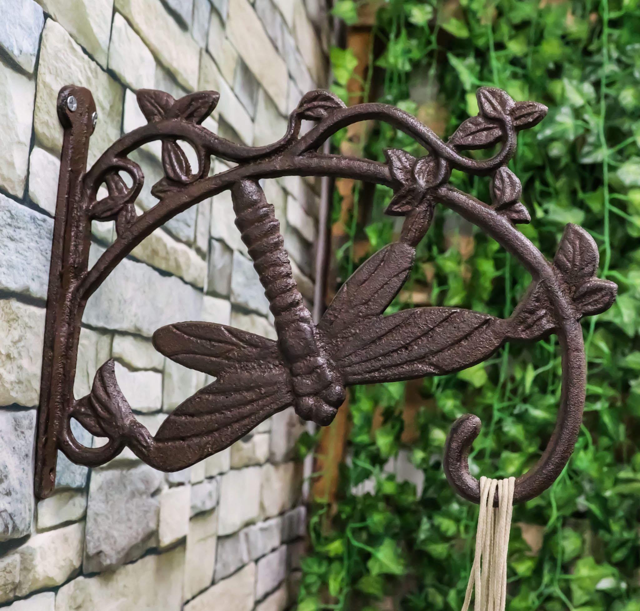 Whimsical Floral Vines Auspicious Dragonfly Plant Holder Wall Bracket ...