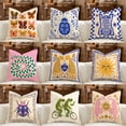 Whimsical Folk Art Linen Pillow Cover, Tiger Cheetah Frog Eclectic ...