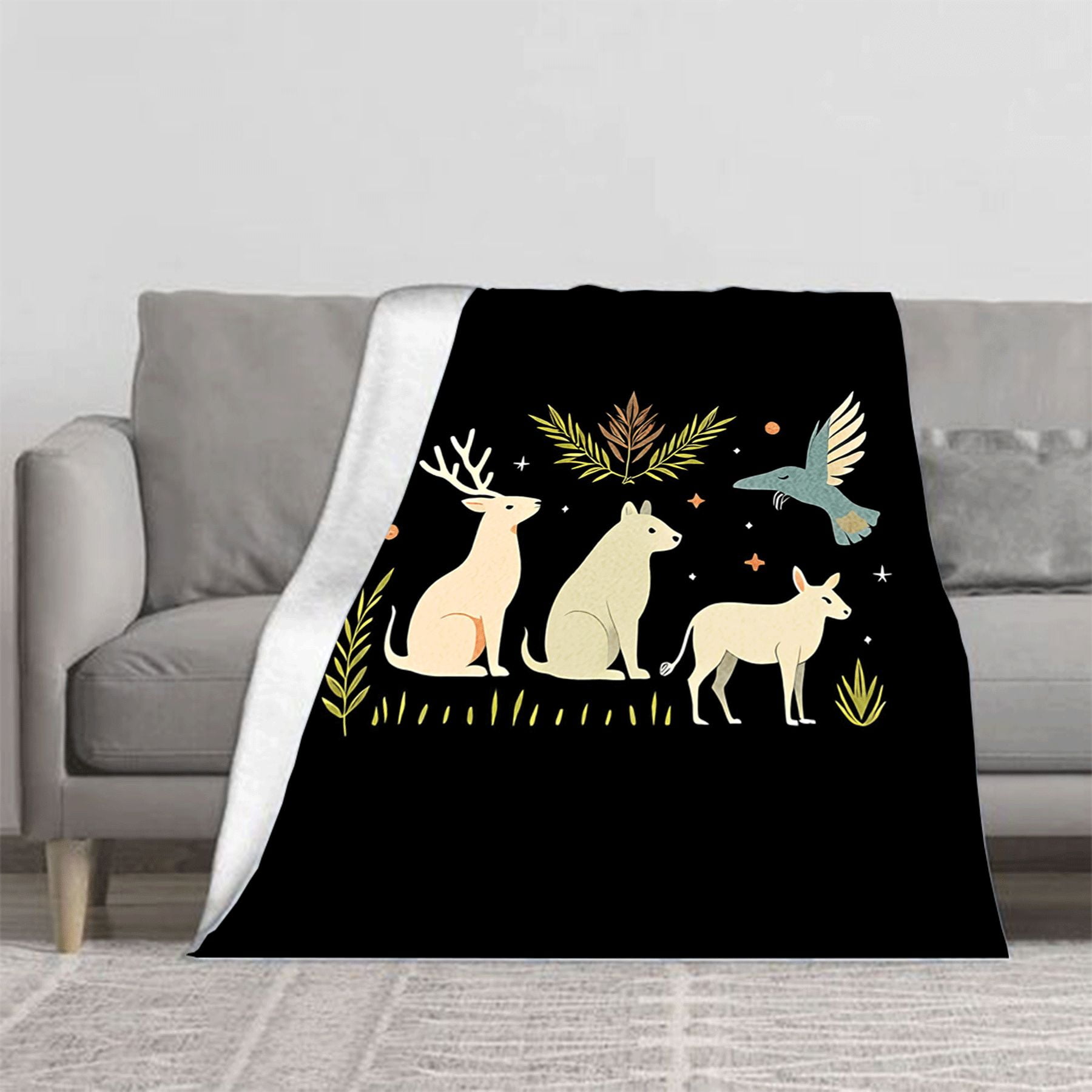 Whimsical Forest Scene Flannel Blanket - Soft Cozy Durable Design with ...