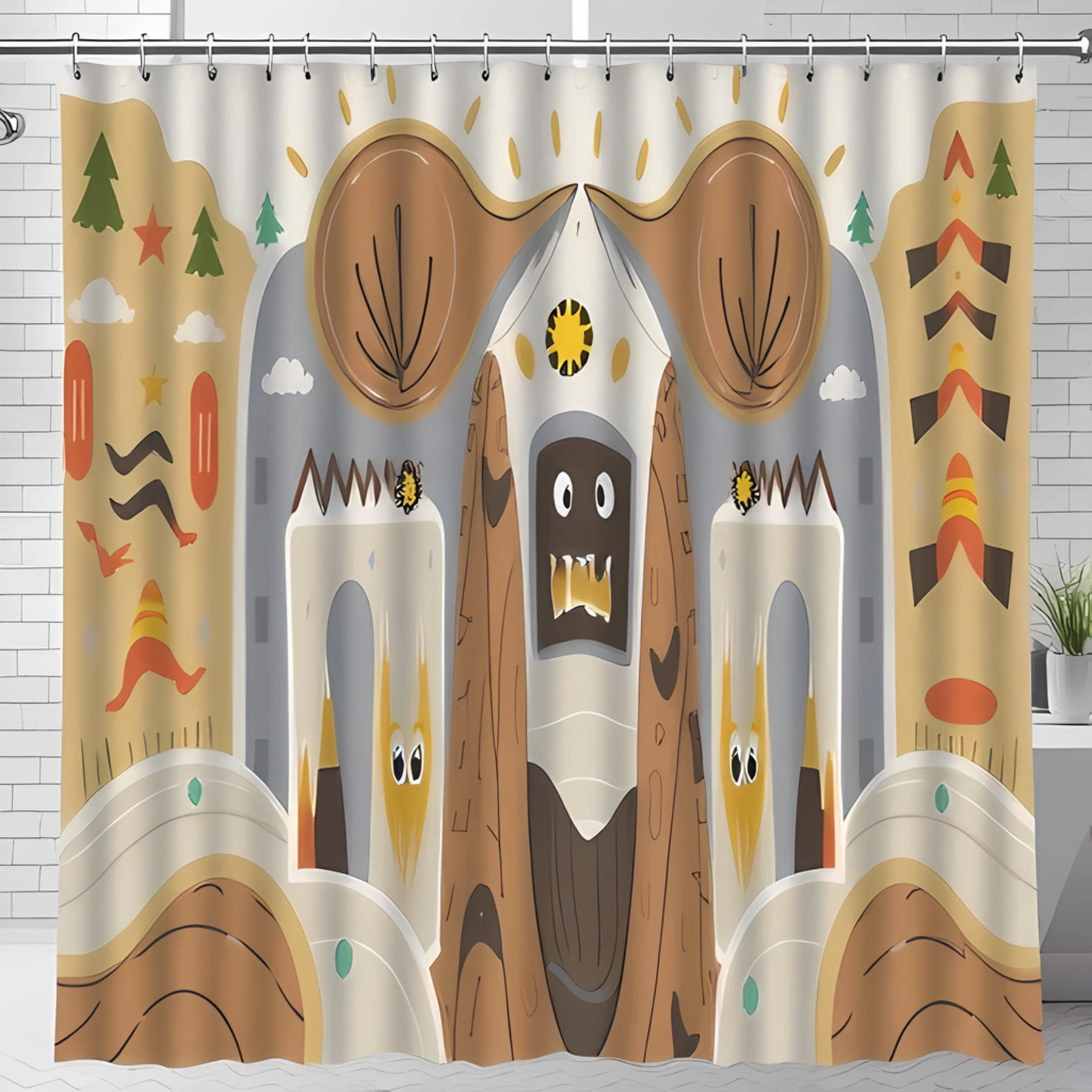 Whimsical Forest Shower Curtain with Tree Face and Castle Towers ...