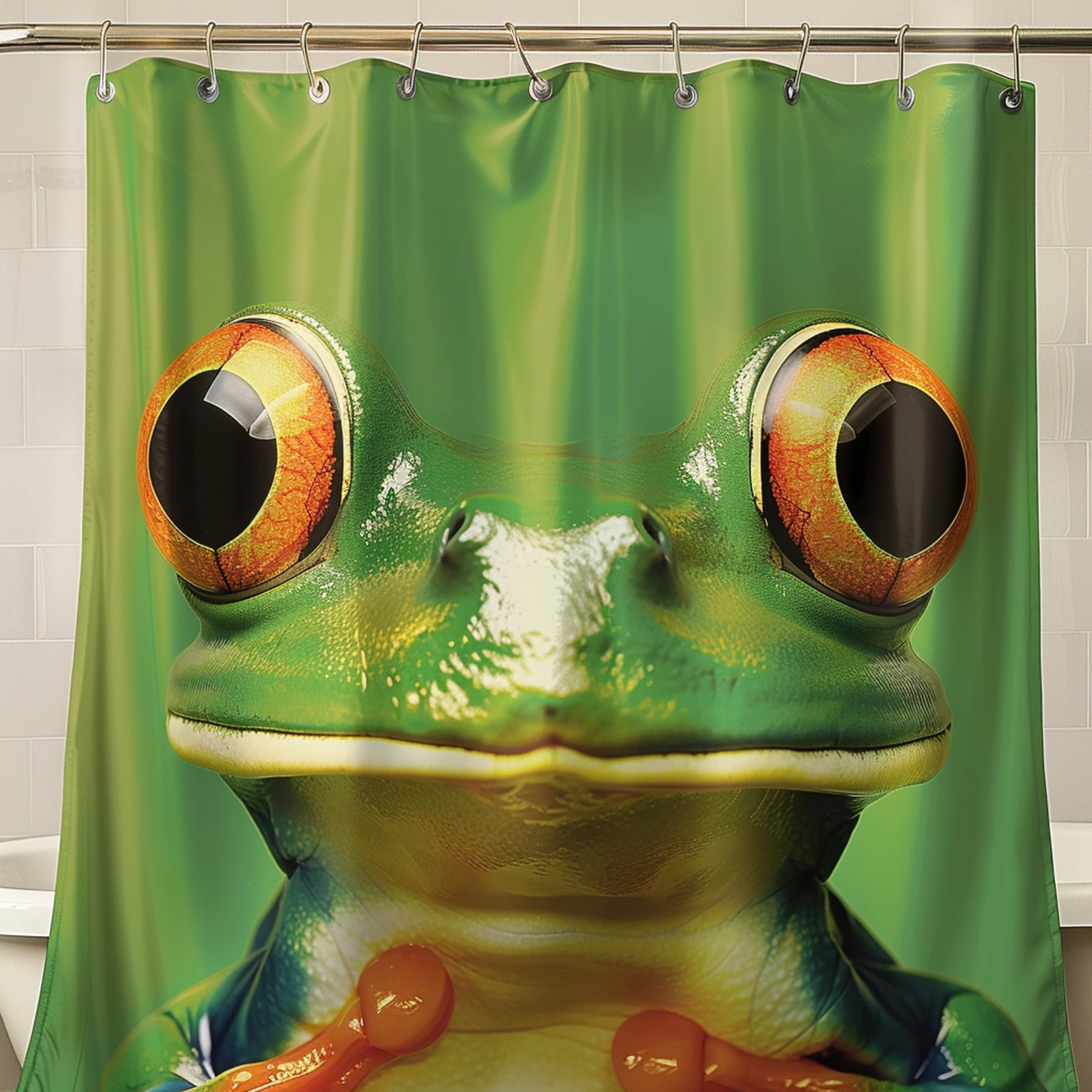 Whimsical Frog Face Shower Curtain Fun And Vibrant Bathroom Decor Accent