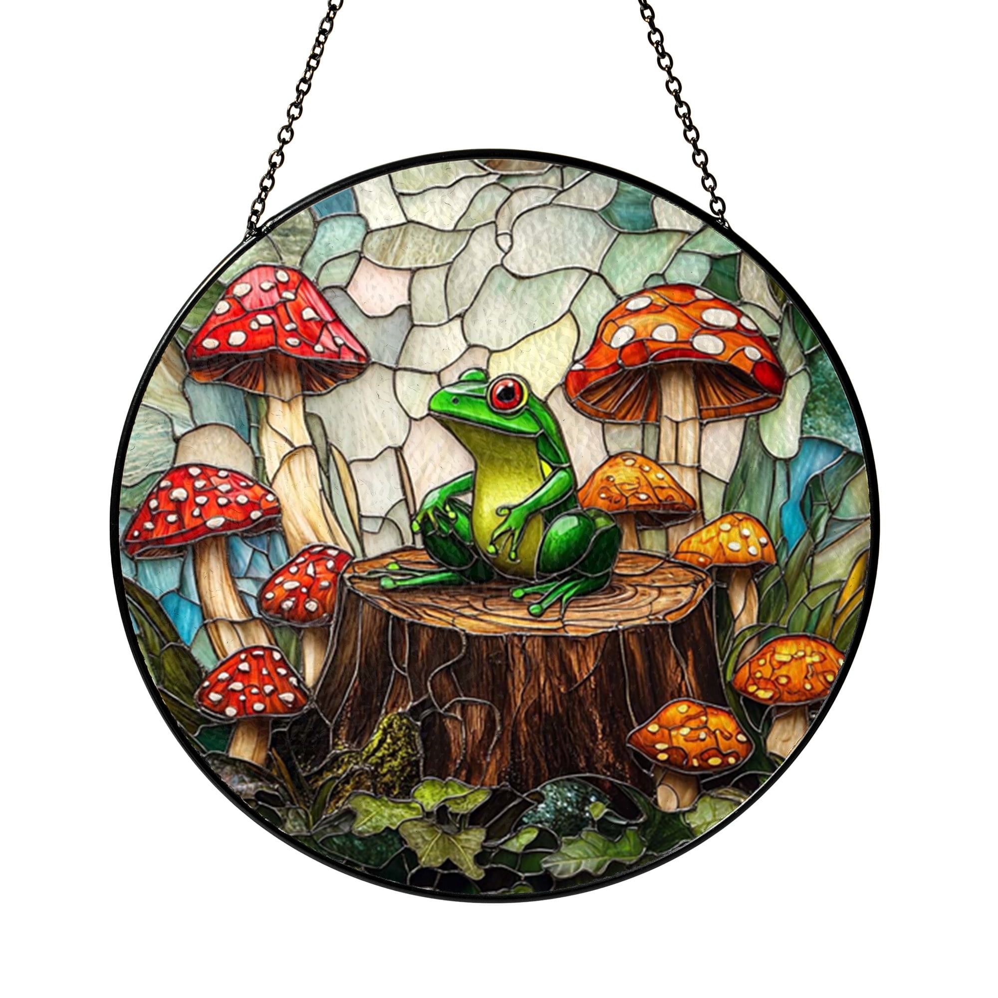 Whimsical Frog Glass Suncatcher – Nature Inspired Window Hanging ...