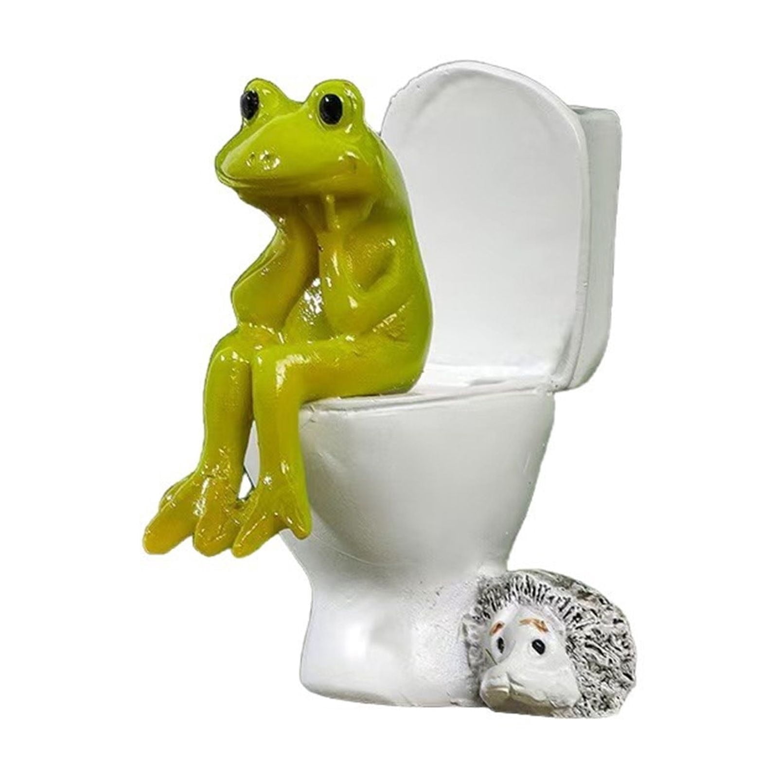 Whimsical Frog on Toilet Figurine Fun Bathroom Decor Quirky Gift For ...