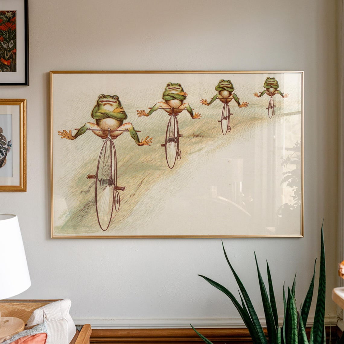 Whimsical Frogs On Unicycles Poster: Cottagecore Room Wall Art ...