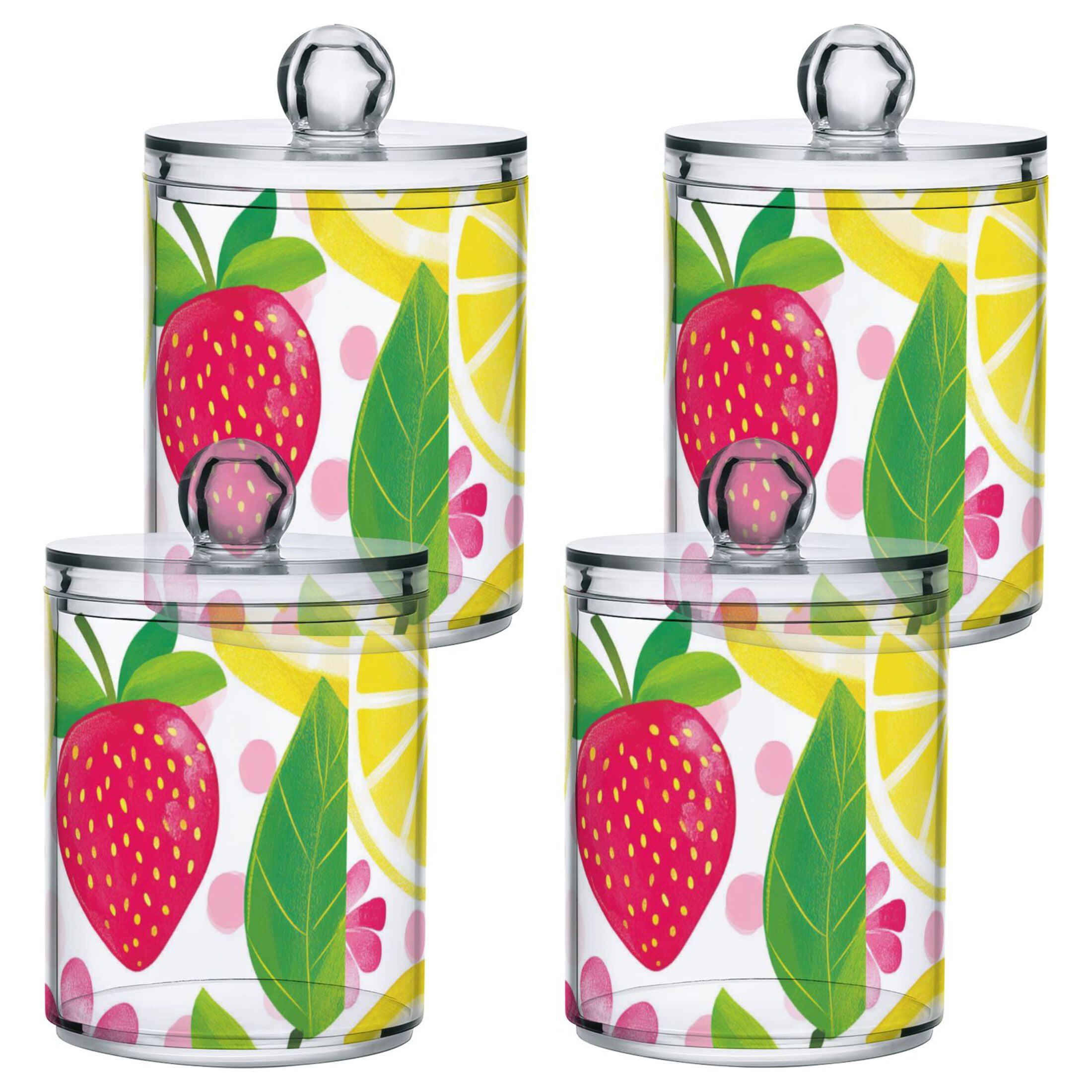 Whimsical Fruit Fiesta Bathroom Canisters Set of 4 Translucent Plastic ...