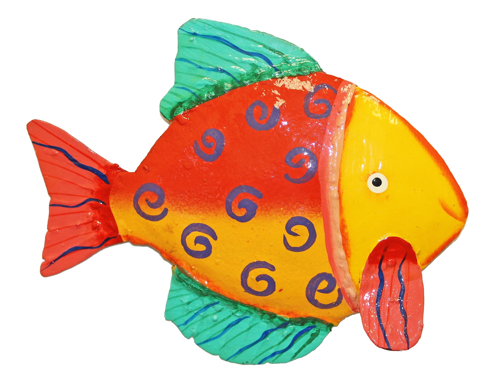 Whimsical Funky Butterfly Fishy Fish Teal Fins Haitian Metal Art Wall ...