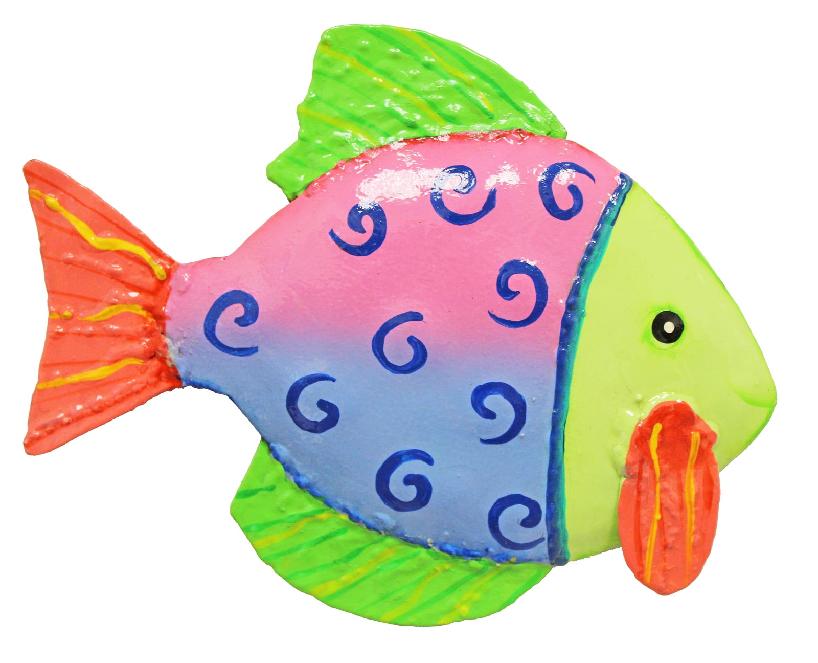 Whimsical Funky Butterlfy Fish Green Fins Haitian Metal Art Wall Decor ...