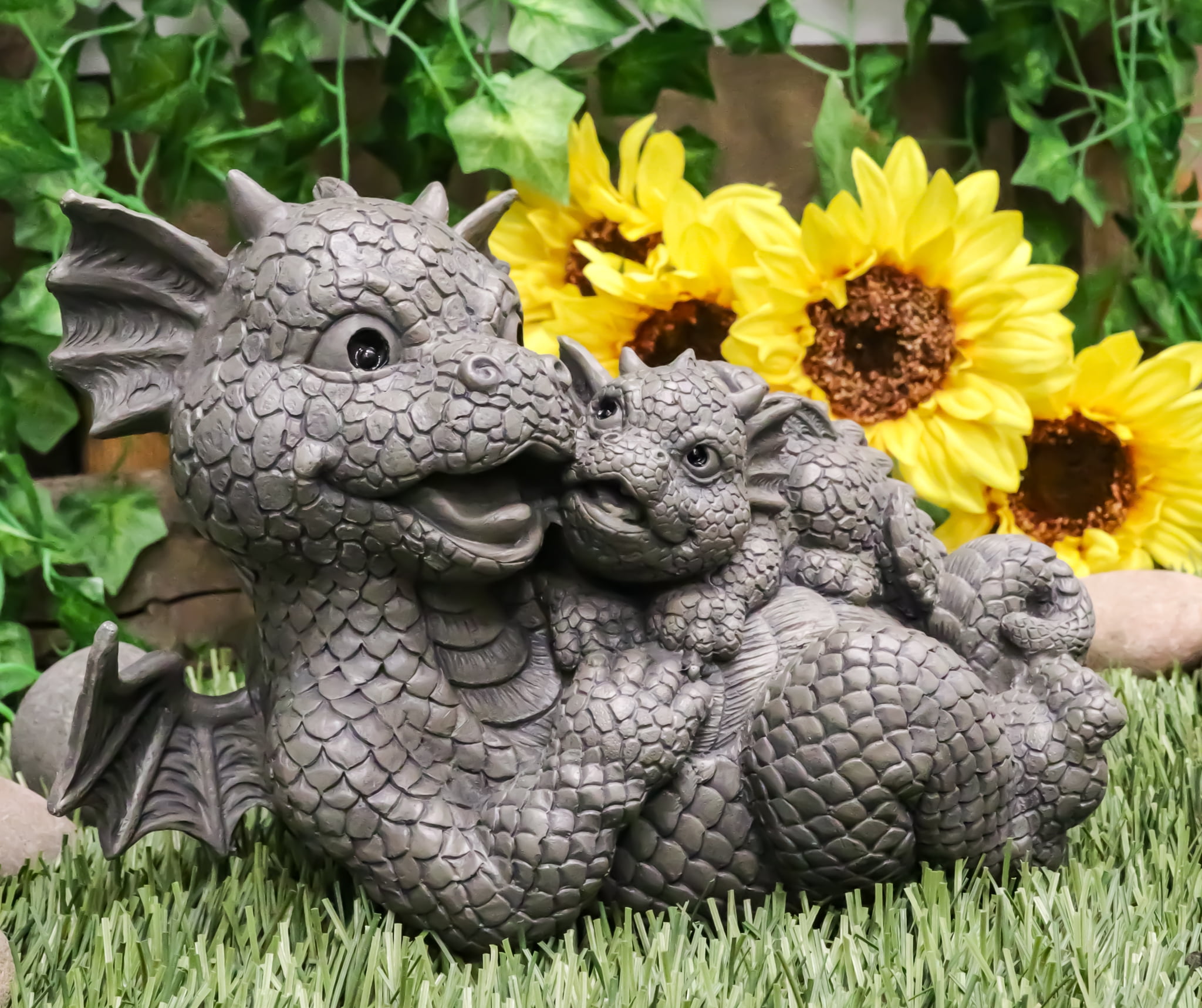 Decorative Indoor & Outdoor Garden Dragon Family Statue - Mommy & Me ...