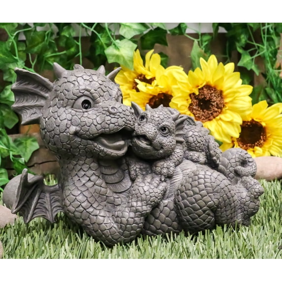 Decorative Indoor & Outdoor Garden Dragon Family Statue - Mommy & Me ...