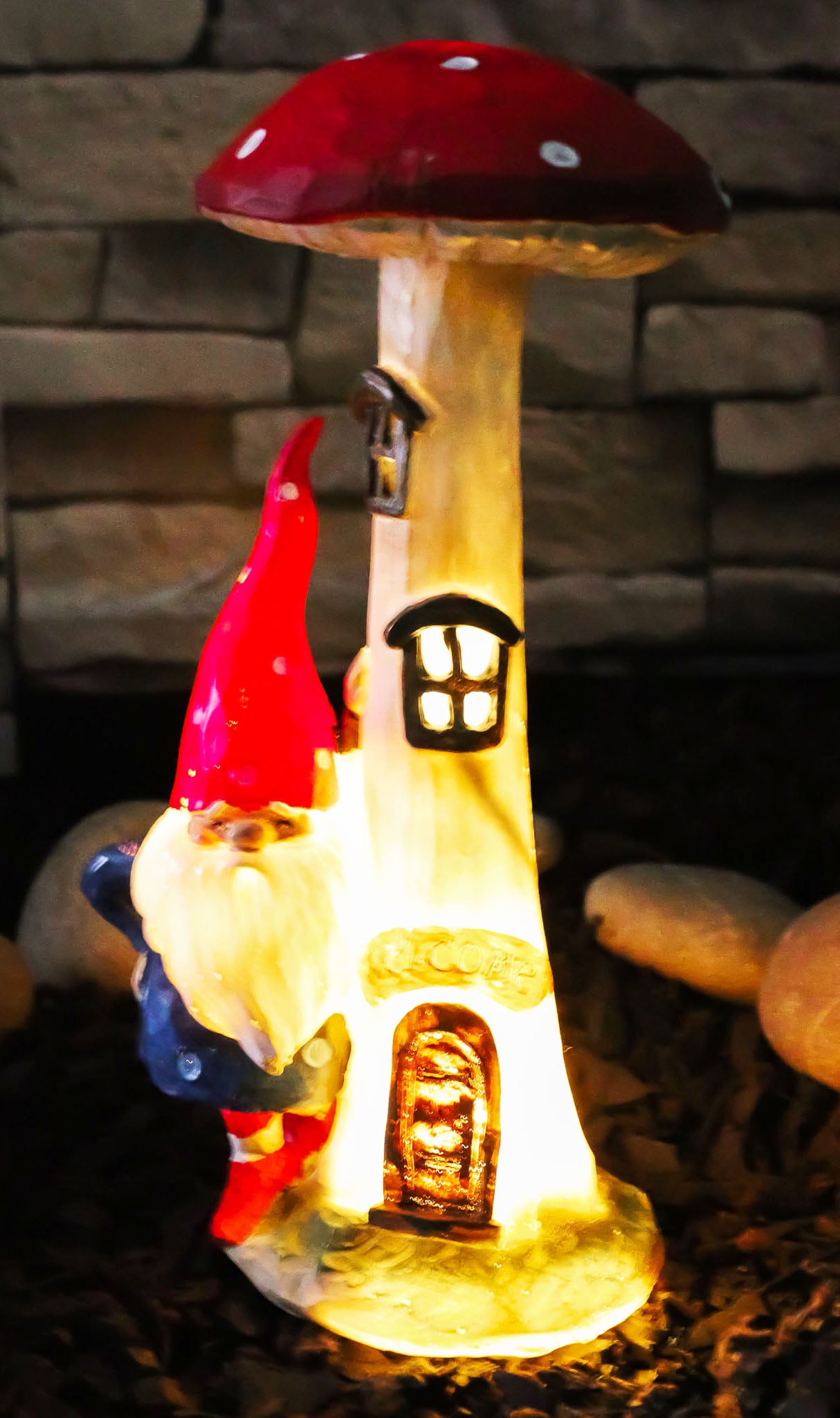 Ebros Gift Whimsical Garden Gnome 9.5 inch Garden Statue, Led Lighting ...