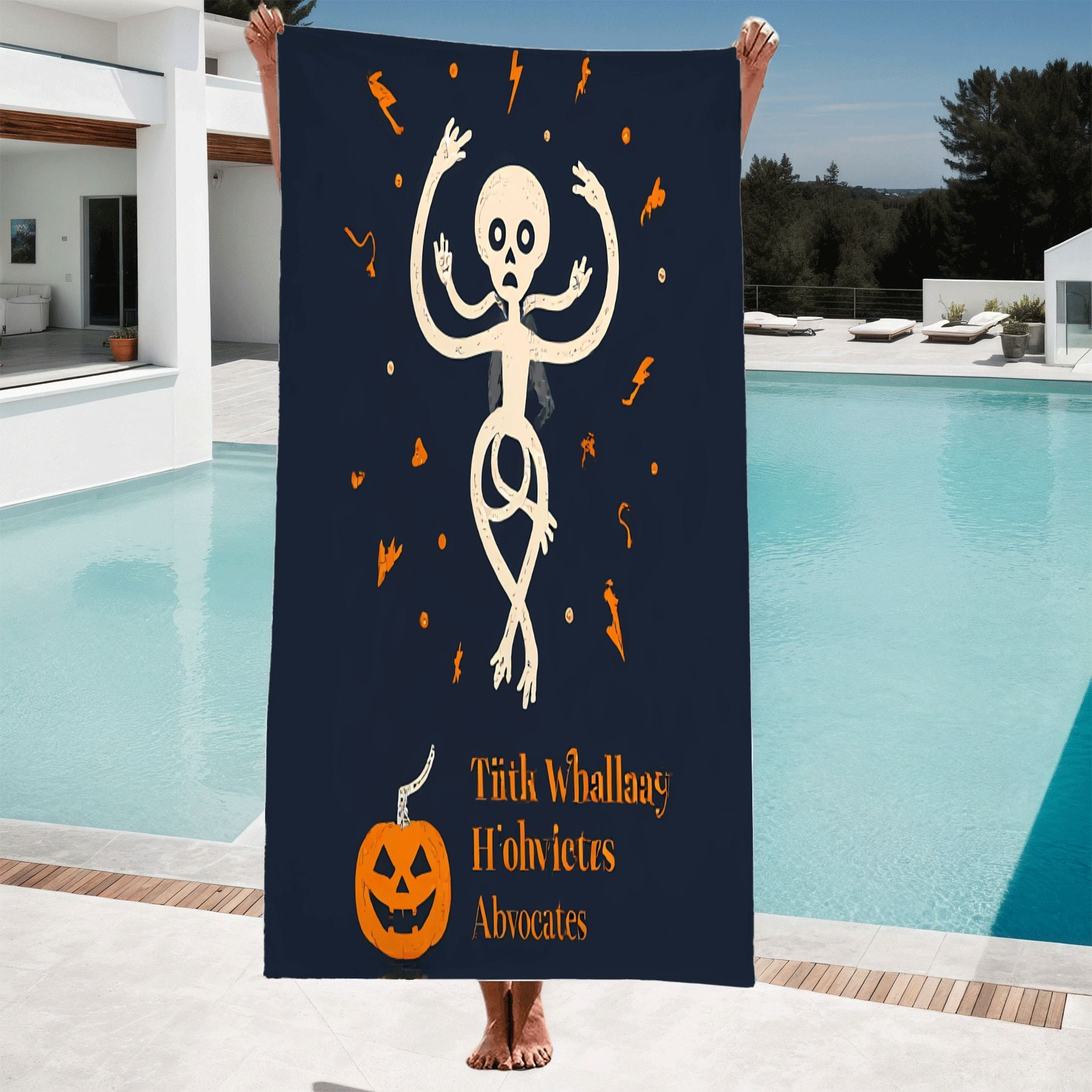 Whimsical Ghost Multi - Armed Design Beach Towel - Perfect for Pool ...