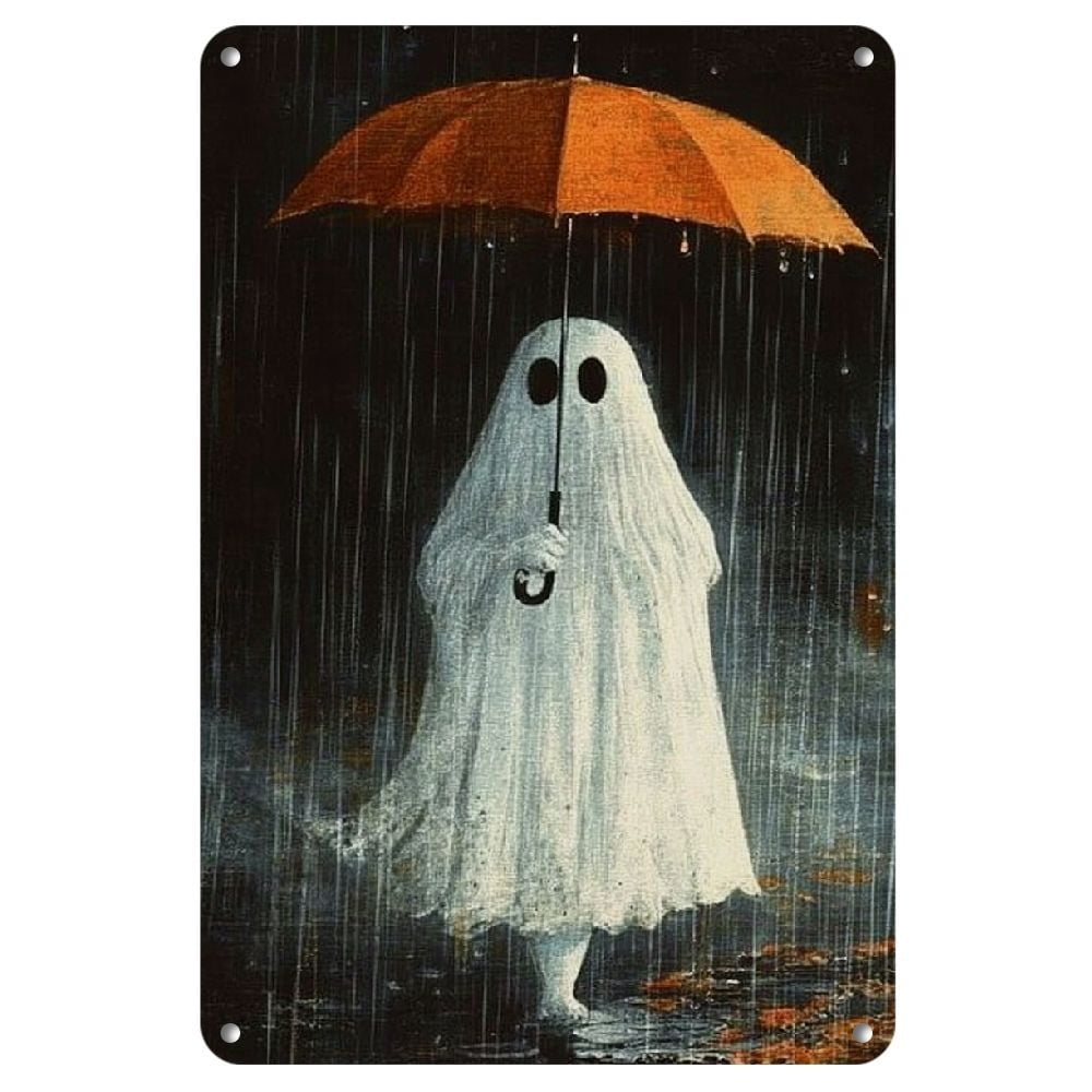 Whimsical Ghost Vintage Metal Tin Sign: Indoor/Outdoor Decorative ...