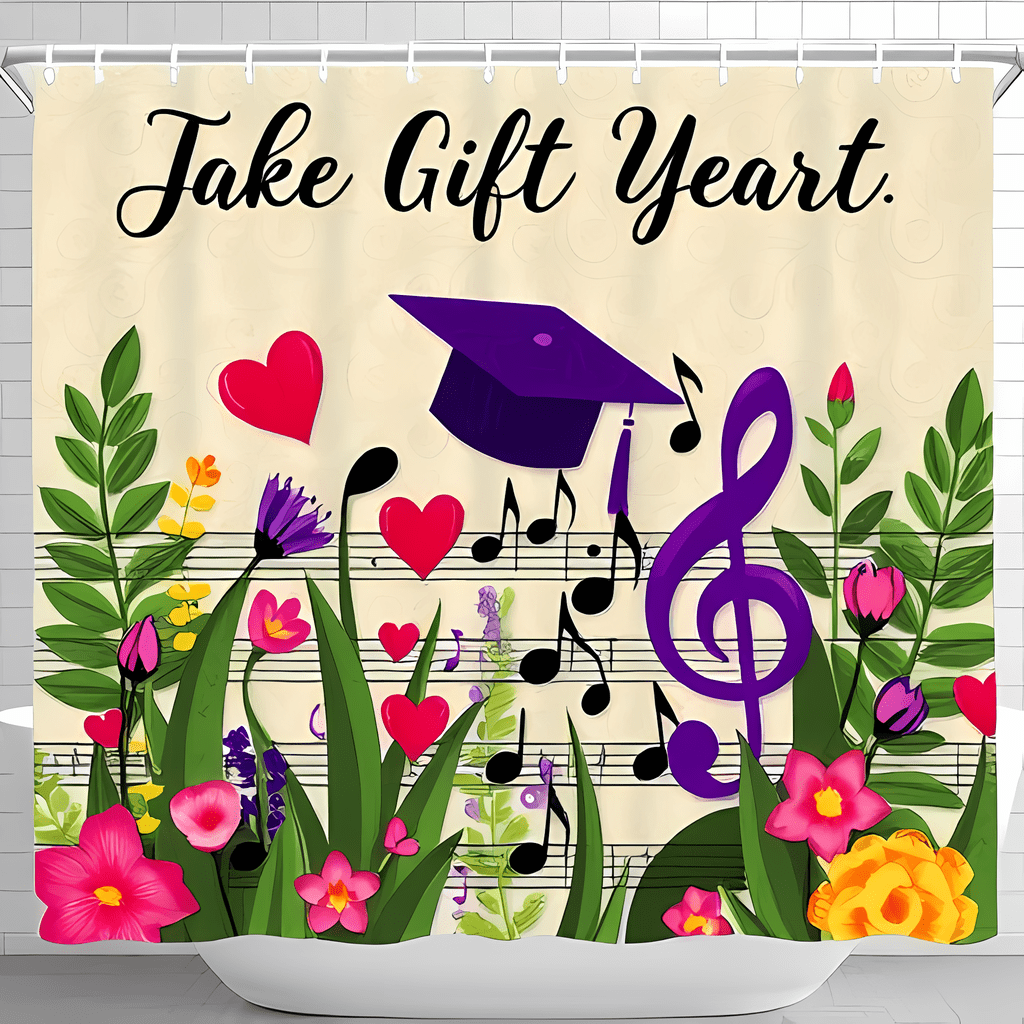 Whimsical Graduation Shower Curtain - Celebrate with Musical Notes ...