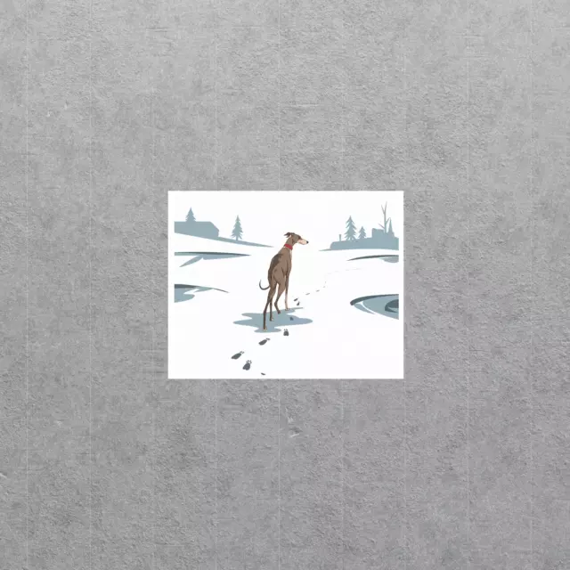 Whimsical Greyhound Dog In Winter Wonderland Sticker Laptop Decalphone ...