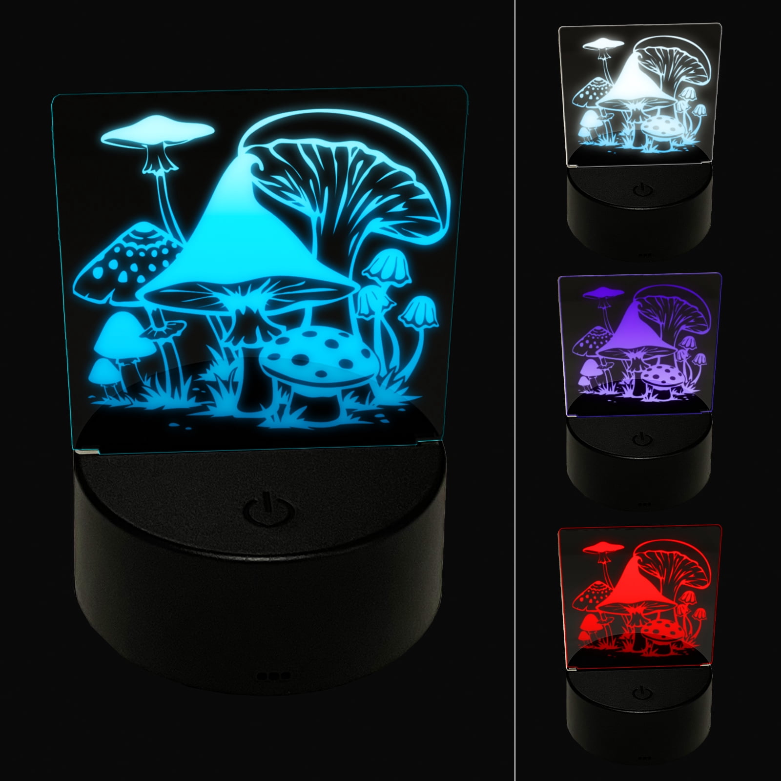 Whimsical Group of Mushrooms Fungus Fungi LED Night Light Sign 3D ...