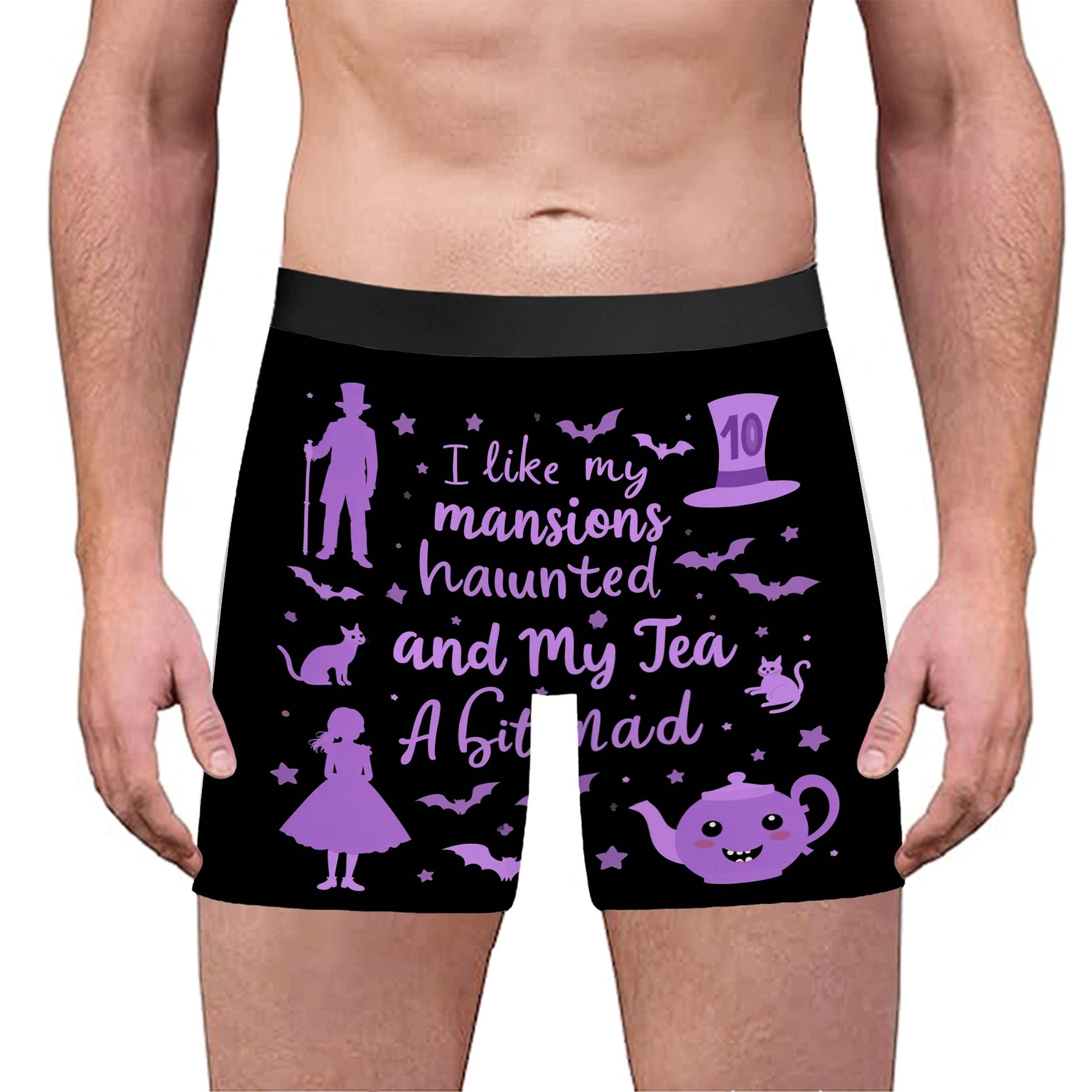 Whimsical Halloween Men's Boxer Briefs - Black with Purple ...