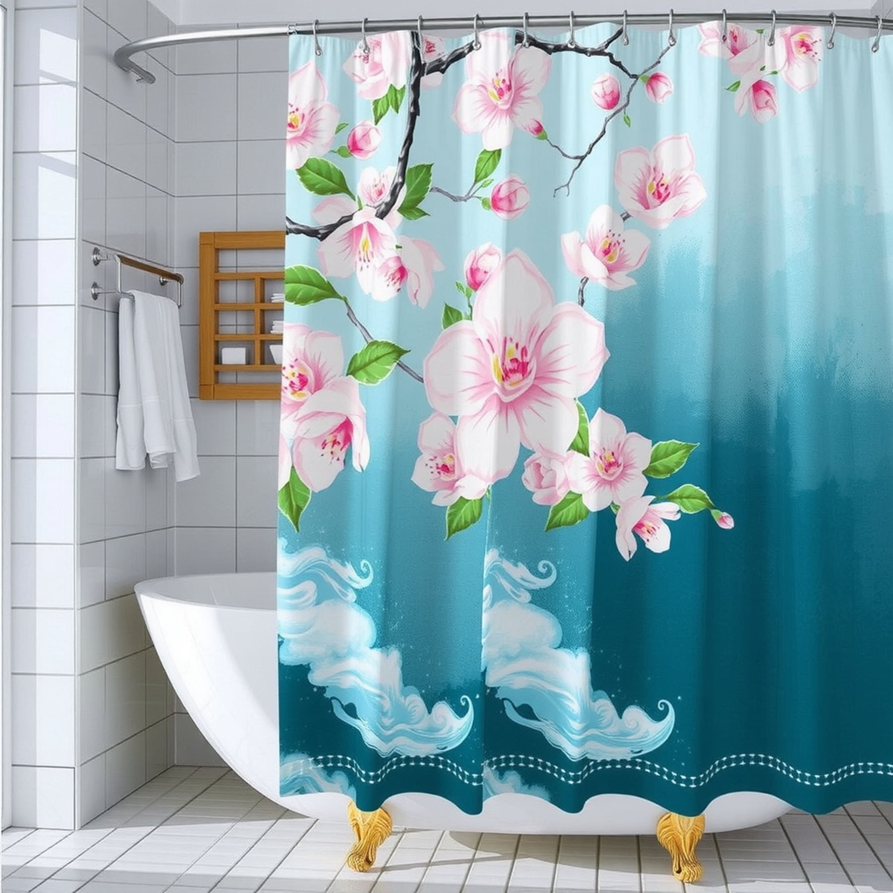 Whimsical Halloween Shower Curtain - Spooky Tree Ravens Bats Lanterns ...