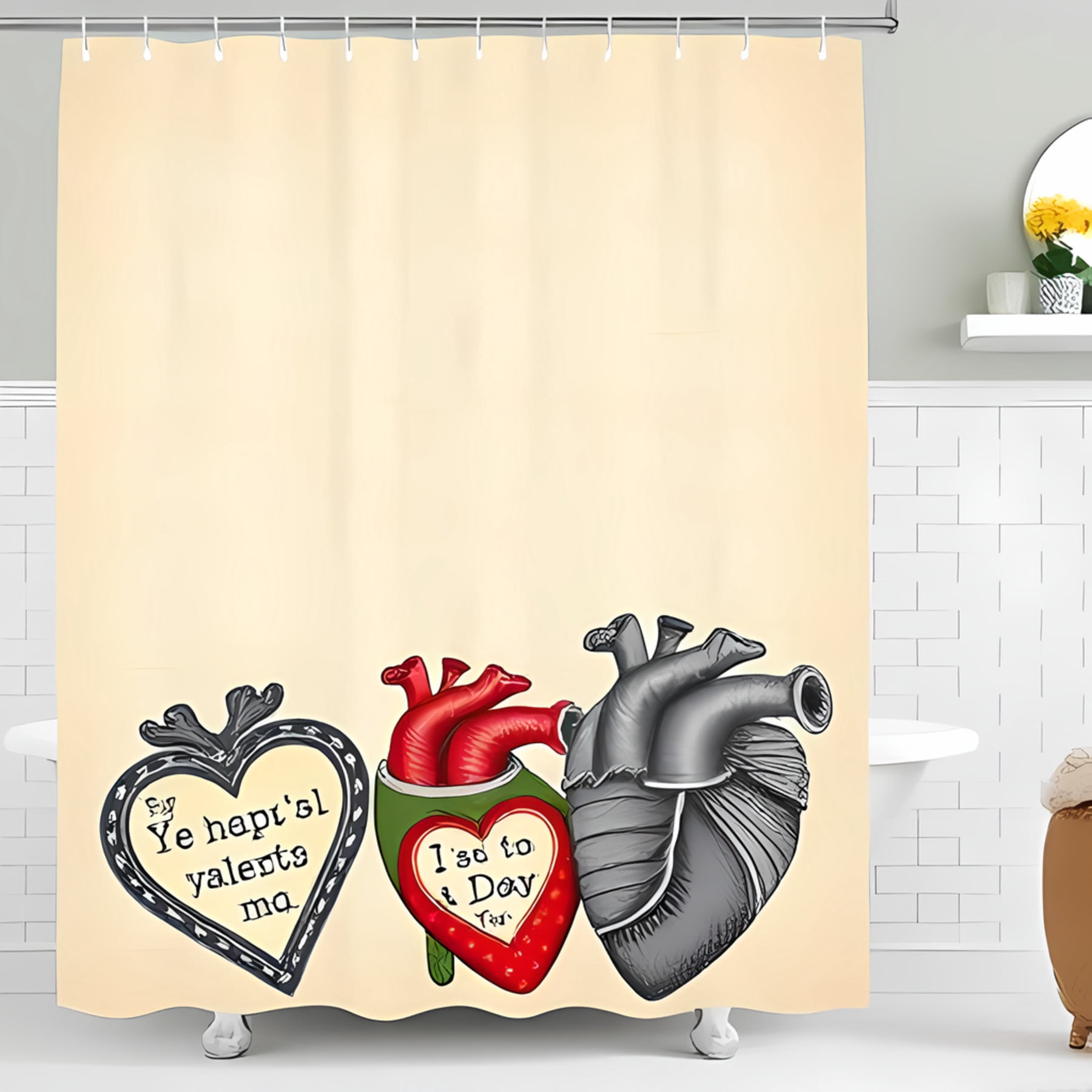 Whimsical Heart Shower Curtain - Victorian Anatomical & Modern Designs ...