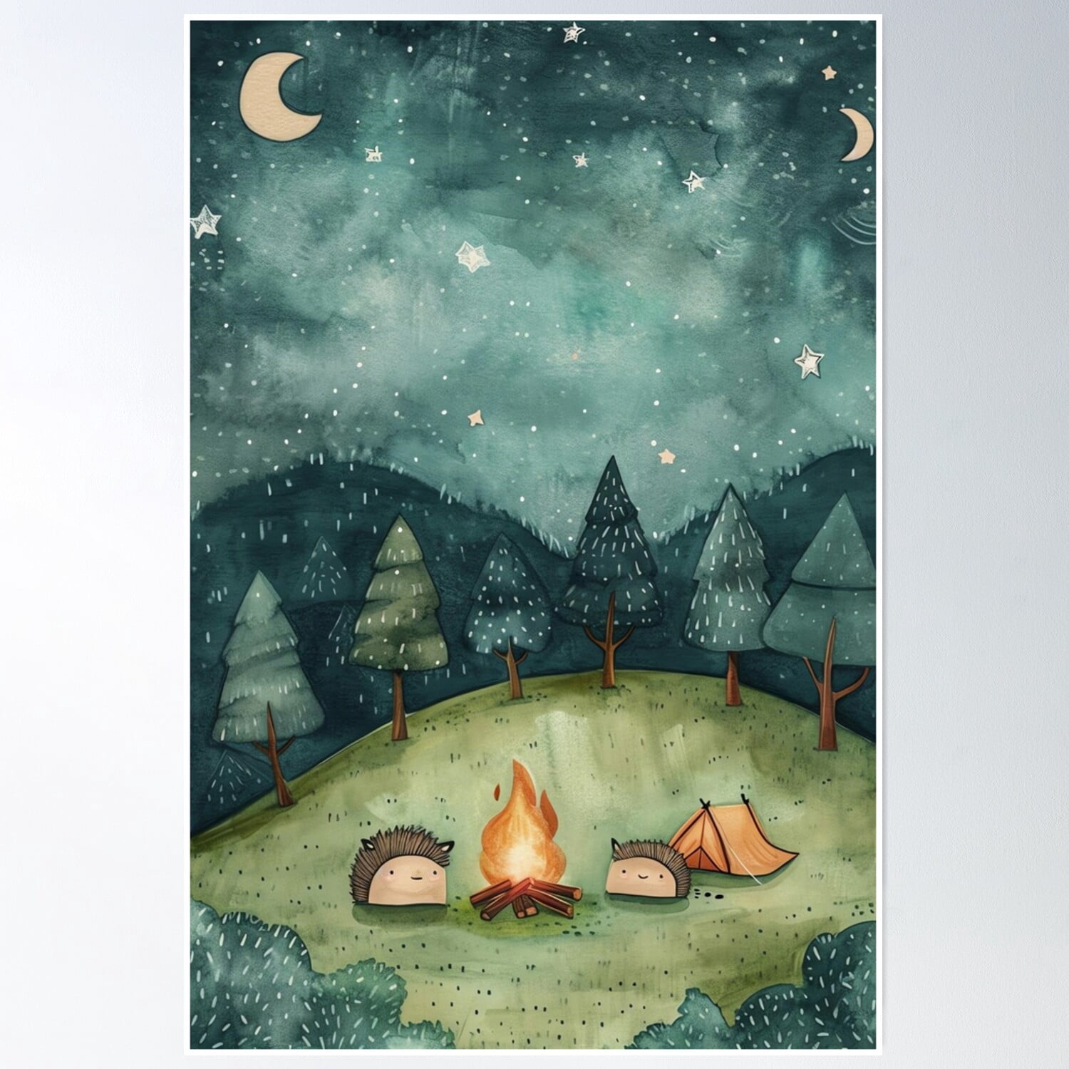 Whimsical Hedgehog Adventure Poster Wall Art, Modern Wall Decor, 24x36 ...
