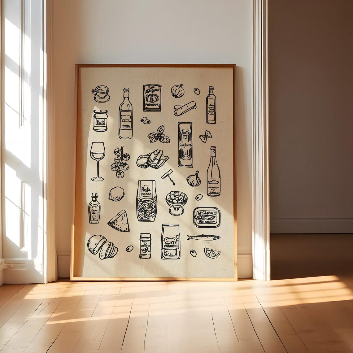 Whimsical Ingredient Sketch, Italian Ingredients Illustration, San ...