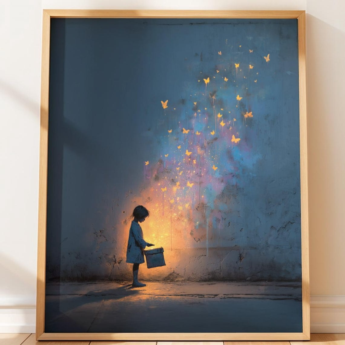 Whimsical Kids Magical Butterfly Child Silhouette Street Art Unframed ...