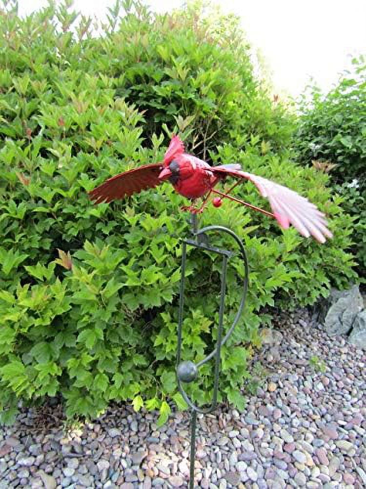 Whimsical Kinetic Energy Metal Red Cardinal Yard Stake Wind Spinner ...