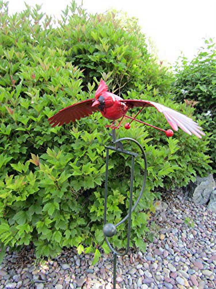 Whimsical Kinetic Energy Metal Red Cardinal Yard Stake Wind Spinner ...