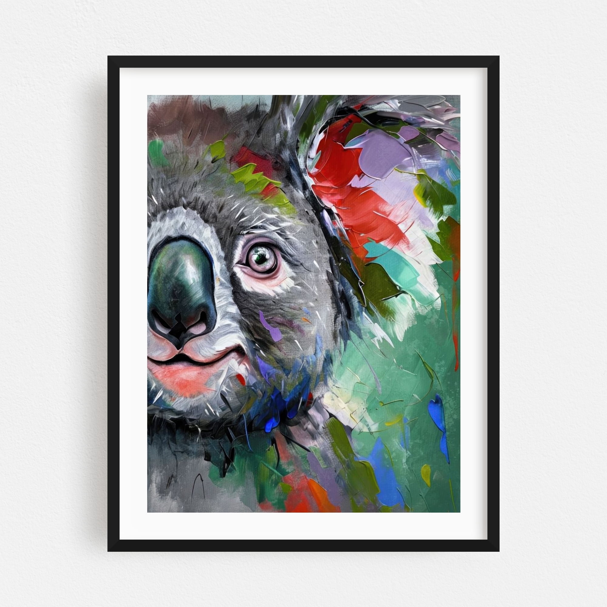 Whimsical Koala Face in Bold Colors and Expressionist Style - Digital ...