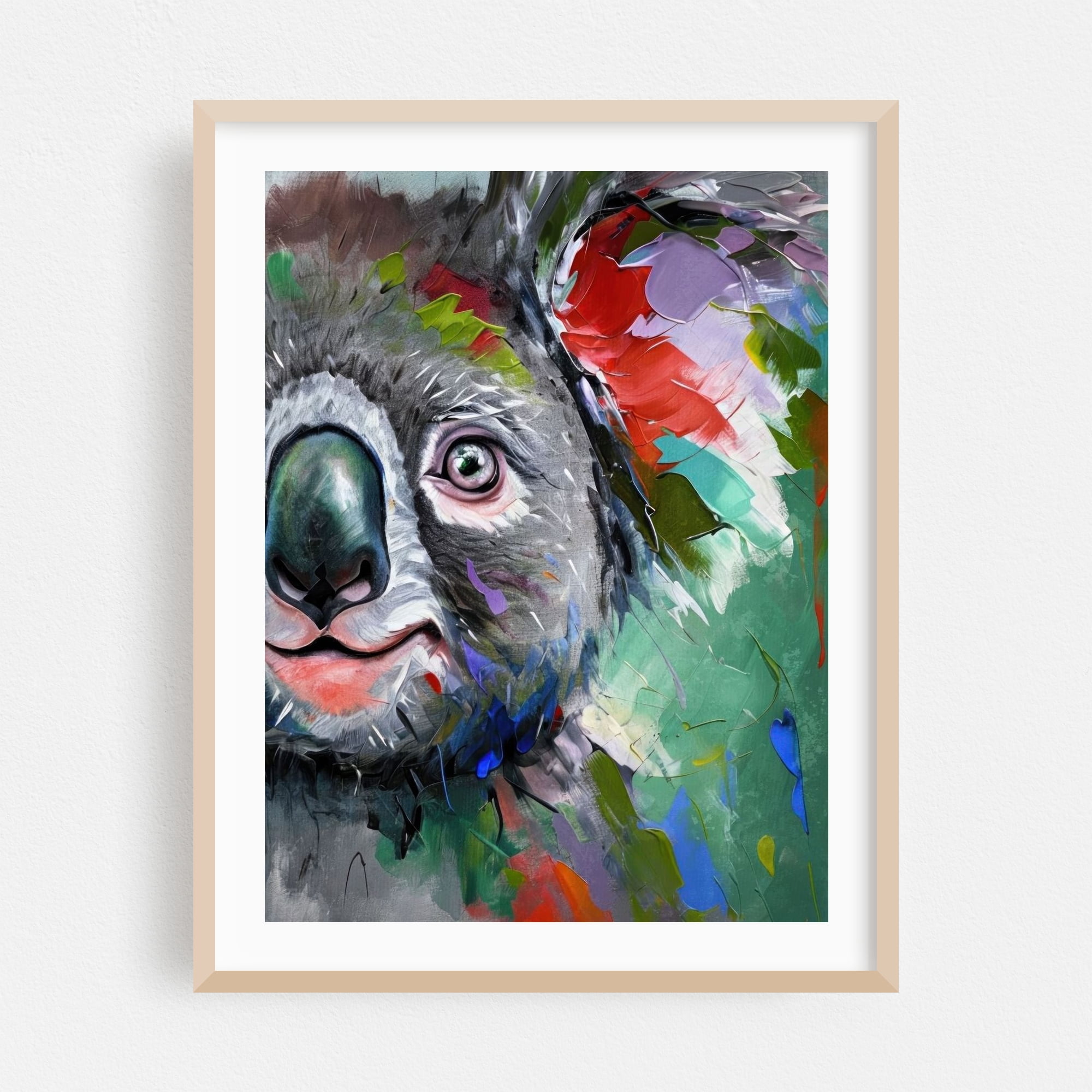 Whimsical Koala Face in Bold Colors and Expressionist Style - Digital ...