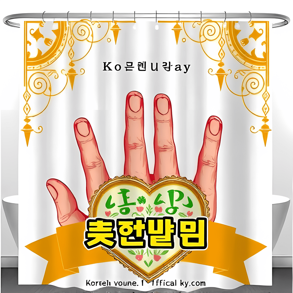 Whimsical Korean Shower Curtain with Heart Locket Design & Gold ...