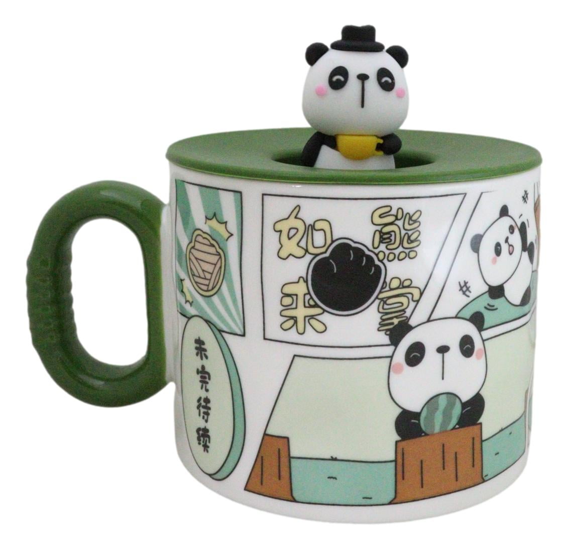 Whimsical Kung Fu Panda Bear Diary Cartoon Ceramic Mug With Silicone ...