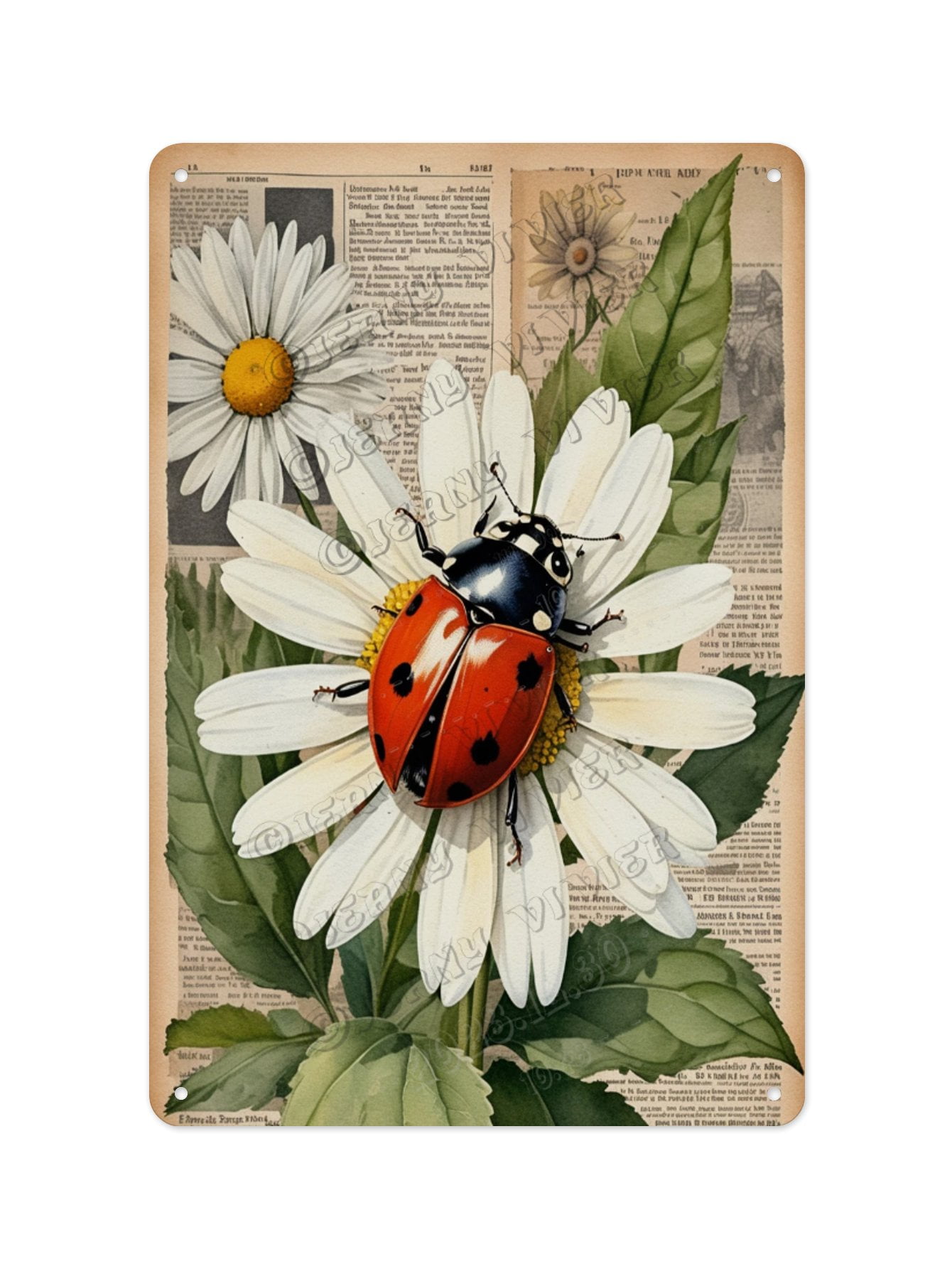 Whimsical Ladybugs Metal Sign 5.5x8 Inches - Retro Nature wall decor ...