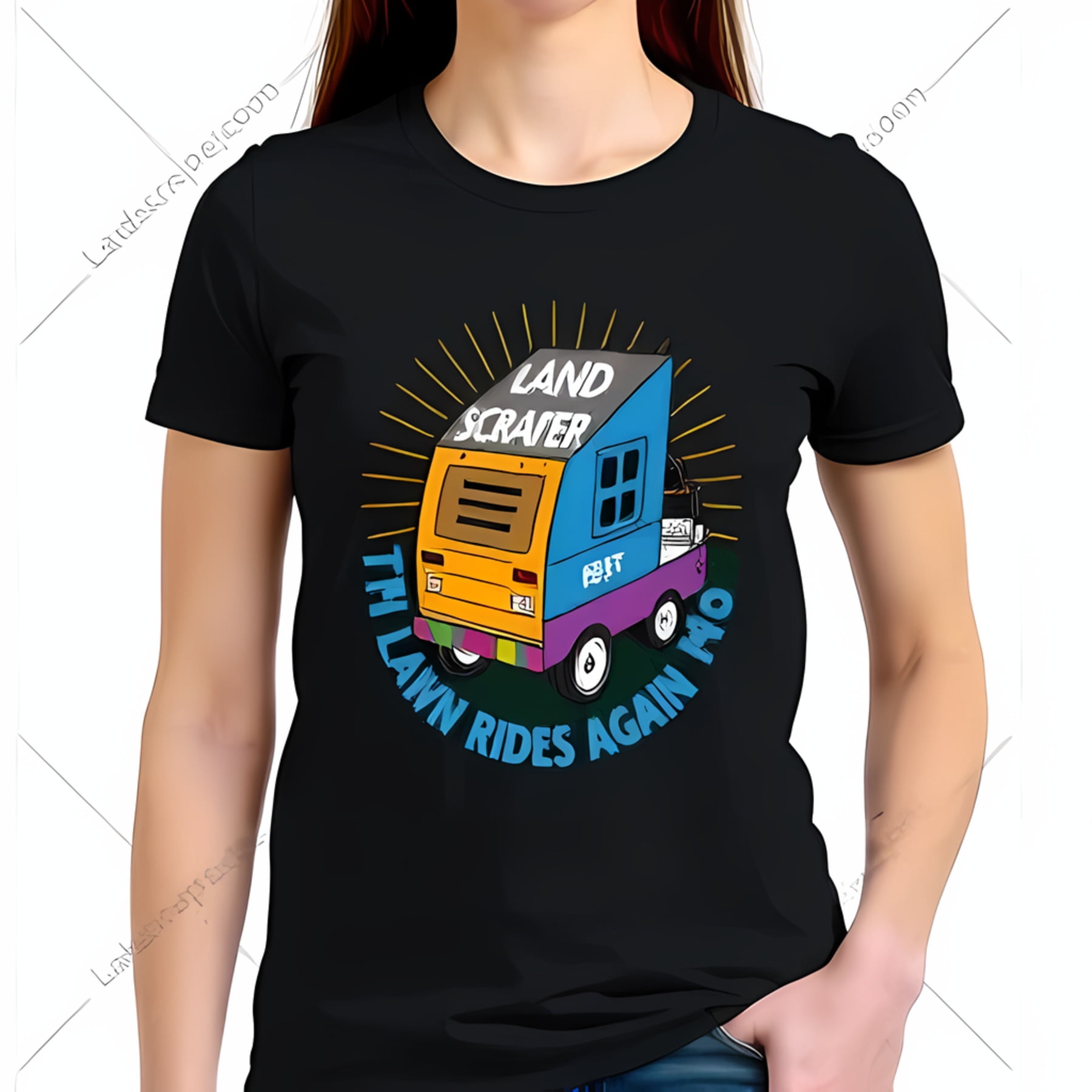 Whimsical Land Cartoon Vehicle Cotton Short Sleeve T-Shirt - Fun Retro ...
