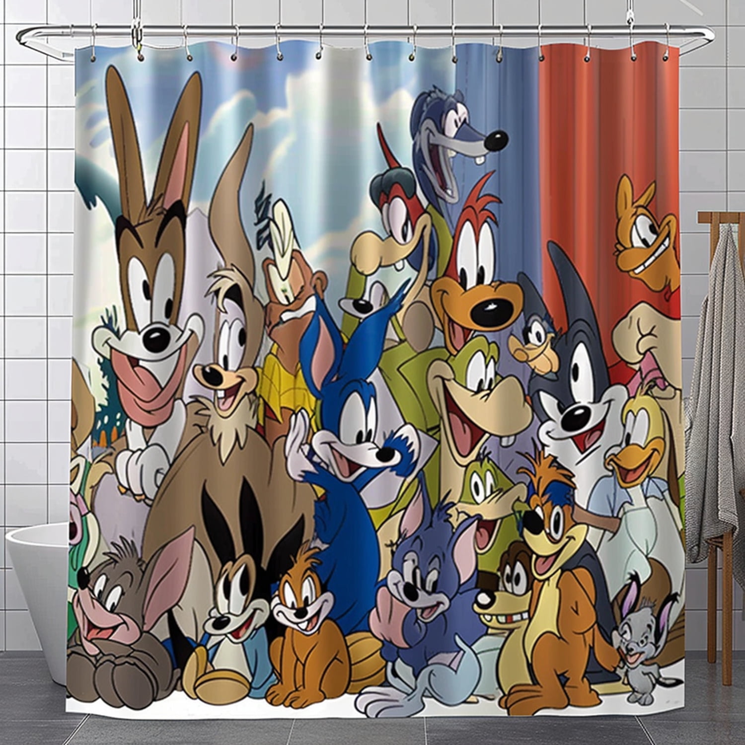 Whimsical Looney Tunes Characters Shower Curtain Lole World Art Style Playful Design Whistler ...