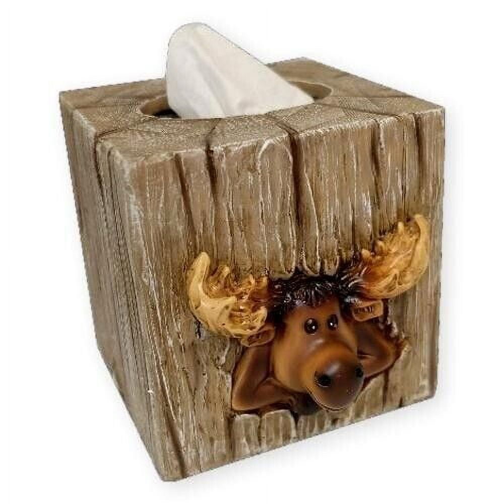 Whimsical MOOSE Woodland Cabin Square Tissue Box Cover, by DeLeon ...