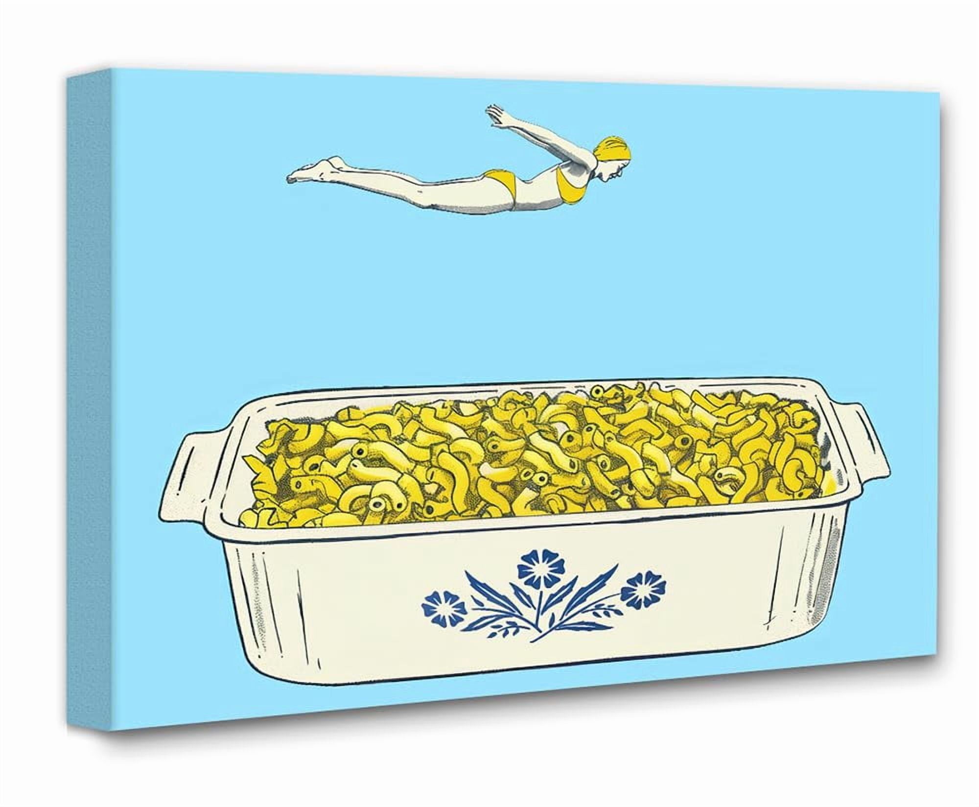 Whimsical Mac and Cheese Diver Illustration Canvas Poster, Vintage ...