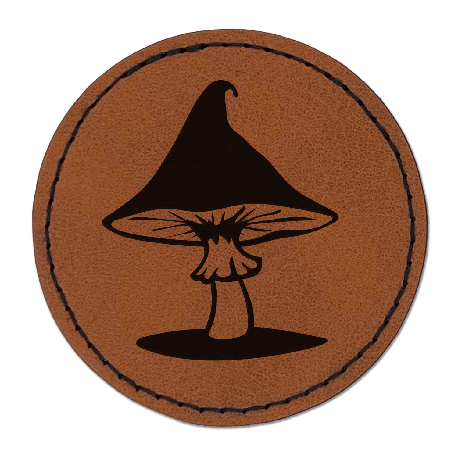 Whimsical Magical Wizard Cap Mushroom Fungi 2.5" Faux Leather Round ...