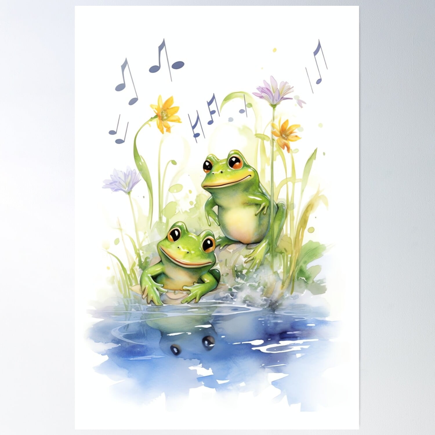 Whimsical Marshland Frogs Poster Wall Art, Modern Wall Decor, 24x36 ...