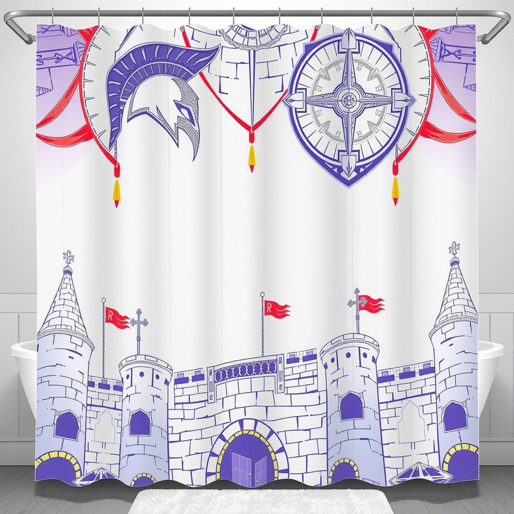 Whimsical Medieval Castle Shower Curtain - Cartoon Style - Walmart.com