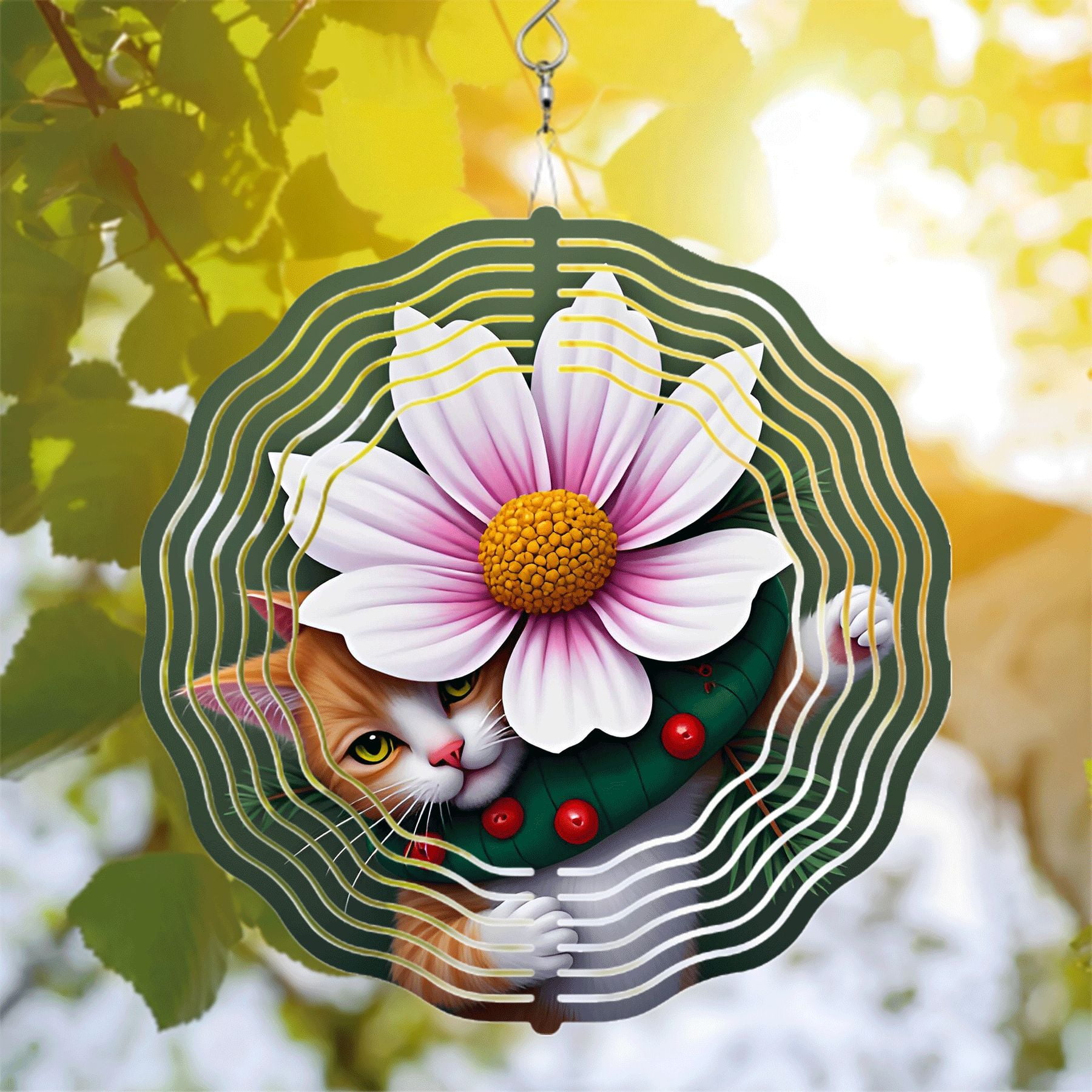 Whimsical Metal Hanging Wind Spinner with Concentric Wave Design ...