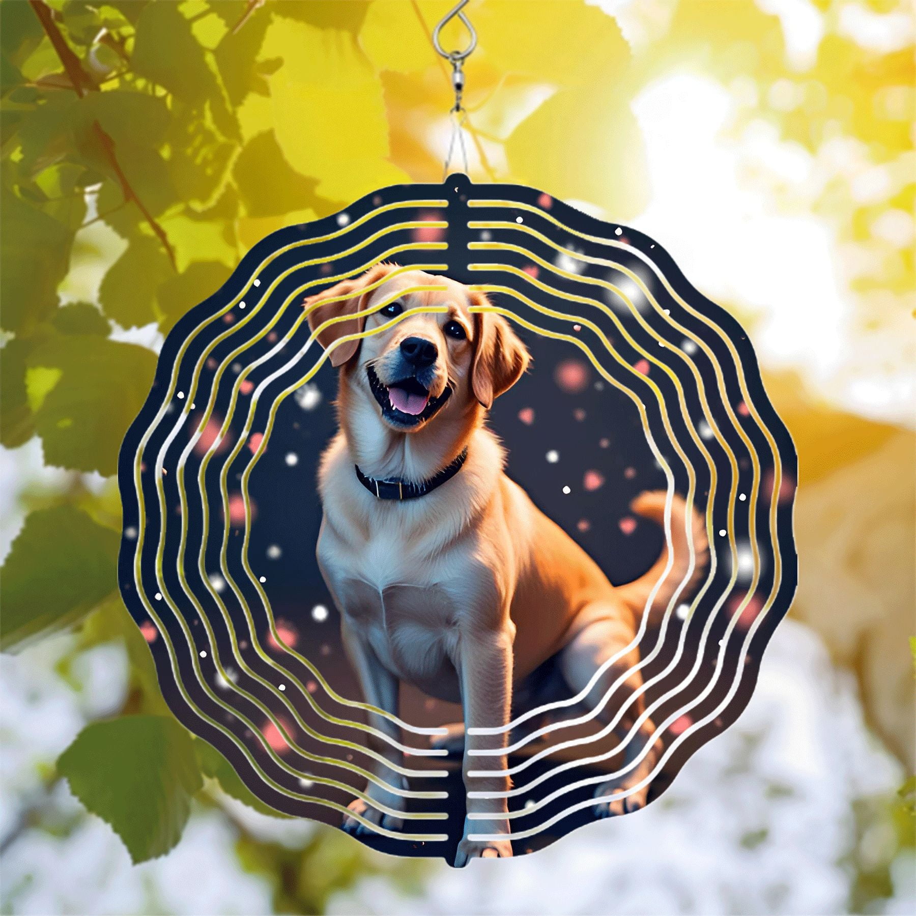Whimsical Metal Hanging Wind Spinner with Heart Patterns - Charming ...