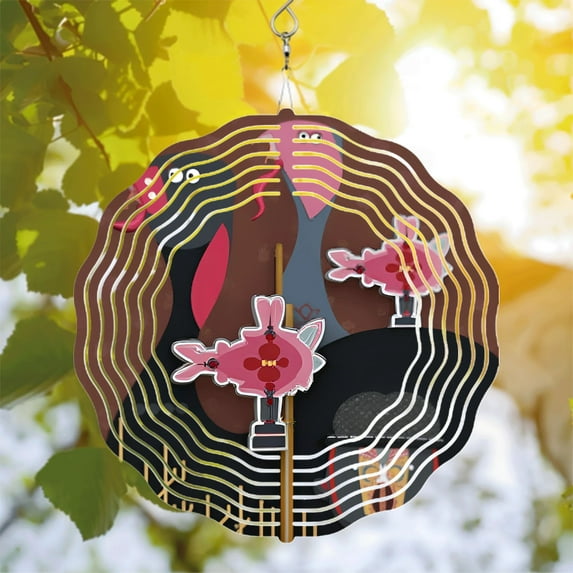 Whimsical Metal Hanging Wind Spinners & Chimes - Abstract Wave Pattern ...